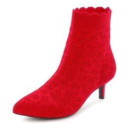 Lascana Ankle Boots Damen Gr&ouml;&szlig;e 37 rot Winterschuhe