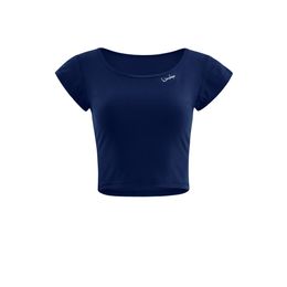 WINSHAPE Cropped Top ' AET137LS ' Damen Gr&ouml;&szlig;e XS dunkelblau / wei&szlig;