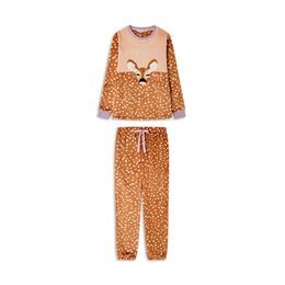 Gisela Pyjama 'Set' Damen Gr&ouml;&szlig;e L karamell / lila / rosa / wei&szlig; Winterkleid