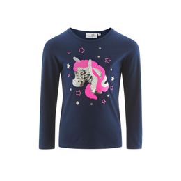 happy girls Shirt M&auml;dchen Gr&ouml;&szlig;e 104/110 navy / braun / gold / pink