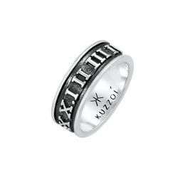 Kuzzoi Ring 'Zahlen' Herren Gr&ouml;&szlig;e 60 schwarz / silber