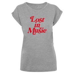 Mister Tee Shirt 'Lost In Music' Damen Gr&ouml;&szlig;e 5XL grau / blutrot