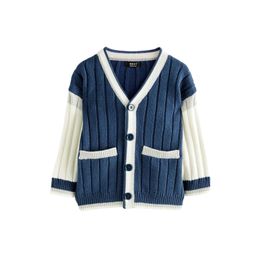 next Strickjacke Jungen Gr&ouml;&szlig;e 80 navy / grau / wei&szlig;