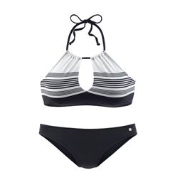 JETTE Bustier-Bikini Damen Gr&ouml;&szlig;e L schwarz / wei&szlig;