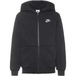 Nike Sportswear Sweatjacke 'CLUB FLEECE' Jungen Gr&ouml;&szlig;e 140/146 schwarz / wei&szlig;