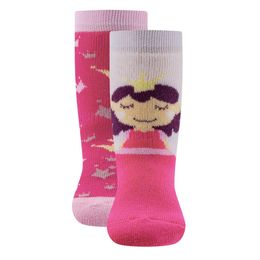 Ewers Stoppersocken 'Prinzessin' M&auml;dchen Gr&ouml;&szlig;e 19/20 dunkelorange / pink / fuchsia