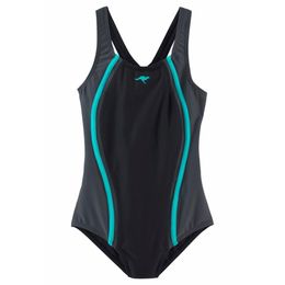 Kangaroos Badeanzug M&auml;dchen Gr&ouml;&szlig;e 122/128 aqua / basaltgrau / schwarz