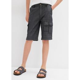 bonprix Chambray-Cargo-Longshorts Regular Fit, schwarz, 100% Baumwolle