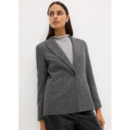 bonprix Wollblazer mit Fischgratmuster, grau, Wolle