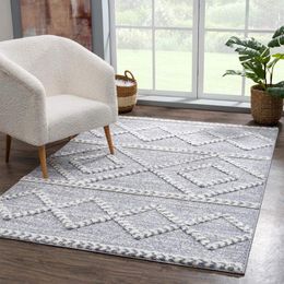 Hochflor-Teppich Carpet City, B:200cm H:20mm L:290cm, grau, Polypropylen, Teppiche, "Focus 3022", L&auml;ufer, Boho, Hochtief-Muster/ 3D-Effekt, f&uuml;r