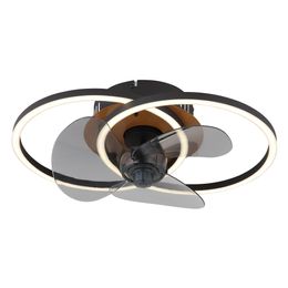 Globo LIGHTING Deckenleuchte "KAREN", 1 Stk., schwarz, Wohnzimmer, Leuchten, Deckenventilator, Deckenlampe, moderner Ventilator, Holz Optik