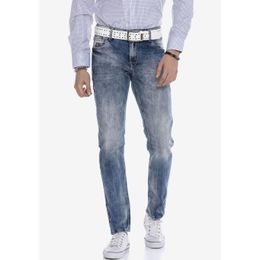 Cipo & Baxx CIPO & BAXX Herren 5-Pocket-Jeans, blau, Gr. 40, Abriebeffekte, Denim/Jeans, Obermaterial: 87% Baumwolle, 12% Polyester, 1% Elasthan, Jeans