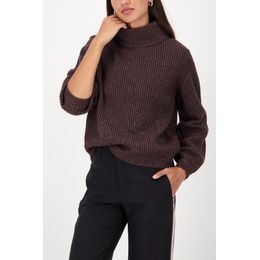 monari Damen Rollkragenpullover "Pullover Lurex + Schmuck"braunie, Gr. 44, unifarben, Strick, Obermaterial: 56% Baumwolle, 37% Polyacryl, 7%