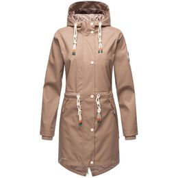 Navahoo Regenjacke 'Tropical Storm' Damen Gr&ouml;&szlig;e XXL taupe / dunkelgr&uuml;n / orange / wei&szlig;