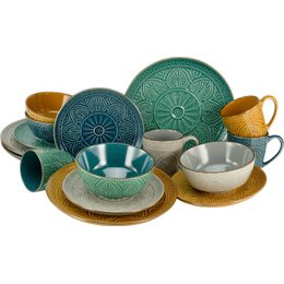 Creatable Kombiservice "Geschirr-Set Samarkand", 16 Stk., bunt, Geschirr-Sets, Service, handwerklicher Charakter, 16 Teile, f&uuml;r 4 Personen