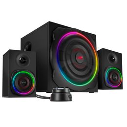 Speed-Link SPEEDLINK 2.1 Soundsystem "GRAVITY LT RGB Subwoofer System aus Holz mit Bluetooth", schwarz, Lautsprecher, 40 W RMS, 80 W Spitzenleistung, 3,5mm