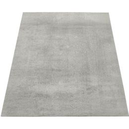 Teppich Paco Home, B:200cm H:14mm L:280cm, silber, Polyester, Wohnzimmer, Teppiche, "Cadiz 630", Uni-Farben, besonders weich, waschbar, auch als