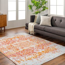 Teppich LIVABLISS, B:200cm H:12mm L:275cm, orange, Kunstfaser, Wohnzimmer, Teppiche, "SYRACUSA", Kurzflor Orientteppich, Wohnzimmer, Schlafzimmer,