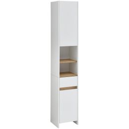 Hochschrank SAPHIR, B:32,4cm H:182,8cm T:32,2cm, wei&szlig;, Holzwerkstoff, Badezimmer, Schr&auml;nke, "Quickset 100, Badschrank 32,4 cm, 2 T&uuml;ren und 1