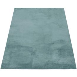 Teppich Paco Home, B:240cm H:14mm L:340cm, blau, Polyester, Wohnzimmer, Teppiche, "Cadiz 630", Uni-Farben, besonders weich, waschbar, auch als L&auml;ufer