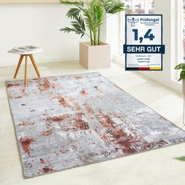 Teppich LUXOR living, B:160cm H:6mm L:230cm, grau, Polyester, Wohnzimmer, Teppiche, "Lago", faltbarer Teppich, modernes Design, waschbar, In- und