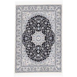 Teppich CarpetFine, B:240cm H:8mm L:340cm, blau, Polyester, Polypropylen, Wohnzimmer, Teppiche, "Nain Diane, auch als L&auml;ufer", Kurzflor mit Fransen,