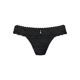 Lascana Damen String, Gr. 48, schwarz, Spitze, Obermaterial: 88% Polyamid, 6% Elasthan, 6% Polyester, Unterhosen, rundum aus zarter Jacquardspitze