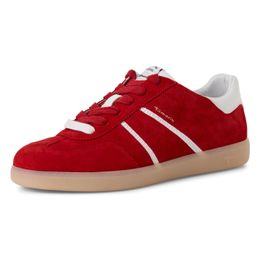 Tamaris Damen Plateausneaker, Gr. 36, rot, Lederimitat, Ziegenveloursleder, Schuhe, Freizeitschuh, Halbschuh, Schn&uuml;rschuh mit gepolstertem Schaftrand