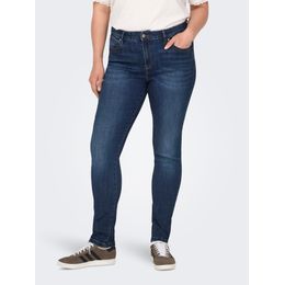 Only CARMAKOMA Damen Skinny-fit-Jeans "CARKARLA REG SK ANK ZIP DNM BJ581 NOOS", blau, Gr. 44, unifarben, Denim/Jeans, Obermaterial: 64% Baumwolle,