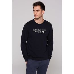 CMPD Herren Sweater, blau, Gr. XL, bedruckt, Single Jersey, Material: 100% Baumwolle, Sweatshirts, aus Baumwolle