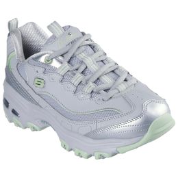 Skechers Damen Sneaker "D'LITES-CHROMATIC", Gr. 43, grau, Lederimitat, Textil, metallic, Schuhe, Plateausneaker, Schn&uuml;rschuh mit Metallic Eins&auml;tzen