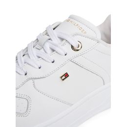 Tommy Hilfiger Damen Plateausneaker "TH SPORTY CUPSOLE LEATHER", Gr. 35wei&szlig;, Leder, unifarben, Schuhe, Freizeitschuh, Halbschuh, Schn&uuml;rschuh mit