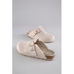 ANISTON SHOES Damen Clog, Gr. 36, beige, Textil, meliert, Schuhe, Hausschuh, Homeslipper mit verstellbarem Riemchen