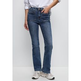 Slim-fit-Jeans Street One, Damen, Gr. 34, L&auml;nge 30, medium blau wash, Web, 63% Baumwolle, 25% Polyester, 10% Viskose, 2% Elasthan, unifarben, lang, Jeans Slim-fit-Jeans, High Waist