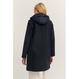 Bugatti Damen Wollmantel "Modern Fit"390, marine, Gr. 34, unifarben, 50% Viskose, 50% Wolle, M&auml;ntel, mit Kapuze & herausnehmbarer Weste