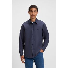 BOSS Orange Herren Langarmhemd "Relegant", blau, Gr. L, unifarben, Web, Obermaterial: 100% Baumwolle, Hemden, mit BOSS Stickerei
