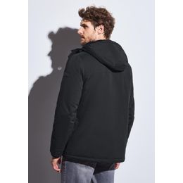Street One MEN Herren Cargojacke, schwarz, Gr. M, unifarben, Web, Obermaterial: 53% Polyester, 37% Baumwolle, 10% Nylon. Futter: 100% Polyester,