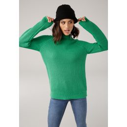 Laura Scott Damen Strickpullover, gr&uuml;n, Gr. 40, clean, unifarben, Grobstrick, Obermaterial: 50% Baumwolle, 50% Polyacryl, Pullover, aus Grobstrick
