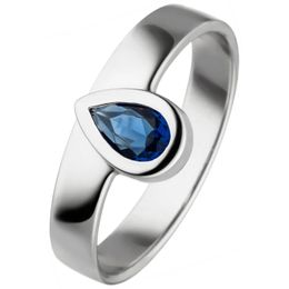 Jobo Damen Fingerring, 54, Silber 925 (Sterlingsilber), silber, Silber 925 (Sterlingsilber), Fingerringe, 925 Silber mit Glasstein-Tropfen blau