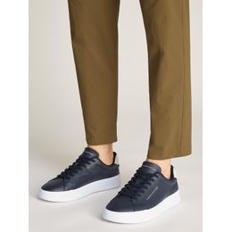 Tommy Hilfiger Herren Sneaker "TH COURT LTH DETAIL ESS", Gr. 47, blau, Leder, Lederimitat, Schuhe, Freizeitschuh, Halbschuh, Schn&uuml;rschuh mit