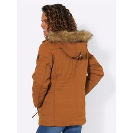 Casual Looks Damen Steppjacke, braun, Gr. 46, unifarben, 50% Polyester, 37% Baumwolle, 13% Polyamid, Kunstpelz:80% Polyacryl, 20% Polyester, Jacken
