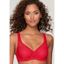 Nuance Damen Minimizer-BH, Gr. 85, rot, Netz, Obermaterial: 71% Polyamid, 29% Elasthan, BHs, mit B&uuml;gel und modischen Netzeins&auml;tzen