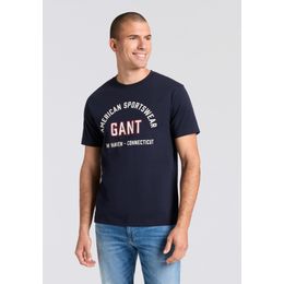 T-Shirt Gant "PRINTED GRAPHIC", Herren, Gr. L, evening blau, Jersey, Obermaterial: 100% Baumwolle, Rundhals, Shirts T-Shirt, Regular Fit, Rundhals
