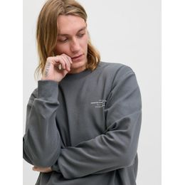 Jack & Jones JACK & JONES Herren Sweatshirt "JPRBLACHAD BRANDING SWEAT CREW NECK LN", grau, Gr. S, bedruckt, angeraute Sweatware, Obermaterial: 95% Baumwolle, 5%