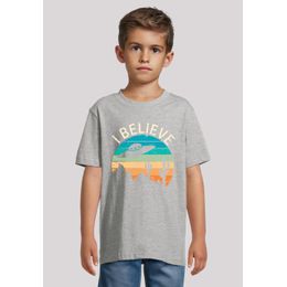 F4NT4STIC M&auml;dchen T-Shirt "I Believe UFO Alien Sonnenuntergang", grau, Gr. 146, Obermaterial: 100% Baumwolle, Shirts, Premium Qualit&auml;t