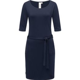 Ragwear Damen Jerseykleid "Kenisha"navy, Gr. M, Material: 67% Polyester, 28% Viskose, 5% Elasthan, Kleider, Elastisches Midikleid mit Tailleng&uuml;rtel