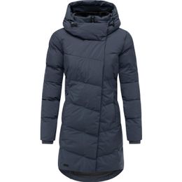 Wintermantel Ragwear "Pavla Soft YOUMODO", Damen, Gr. 6XL (52), blau (navy), Obermaterial: 100% Polyester; Innenfutter: 100% Polyester; Wattierung: 100% Polyester, gerade ca. Mitte Oberschenkel, &Auml;rmel ohne &Auml;rmelschlitz Rippb&uuml;ndchen, M&auml;ntel Wintermantel, Wasserdichter Steppmantel mit Fleecekragen