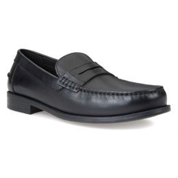 Geox Herren Mokassin, Gr. 39, schwarz, Leder, Schuhe, Business Schuh, Loafer mit Blockabsatz