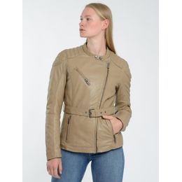 Mustang Damen Bikerjacke "31021536", beige, Gr. M, Obermaterial: 100% Lammleder; Innenfutter: 100% Baumwolle; &Auml;rmelfutter: 100% Polyester;