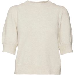 V&eacute;ro Moda VERO MODA Damen Rundhalspullover "VMDOFFY 2/4 O-NECK PULLOVER GA NOOS", beige, Gr. XL, meliert, Strick, Obermaterial: 94% Polyester, 3% Elasthan, 3%